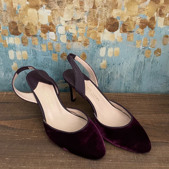 Anthropologie | Shoes | Carmen Salas Victoria Purple Velvet Slingback ...